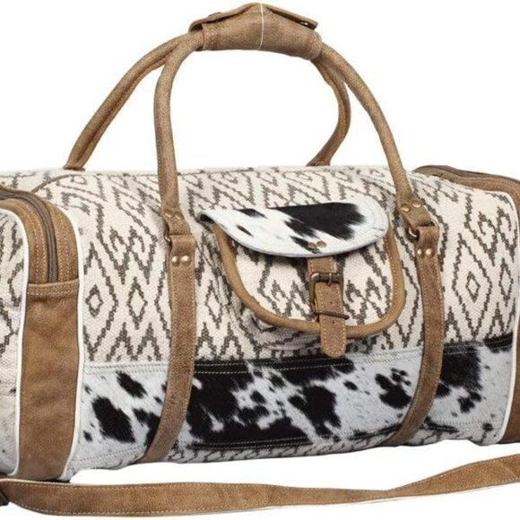 Myra Bag | Bags | Beautiful Myra Canvas Cowhide Traveller Duffle Bag ...